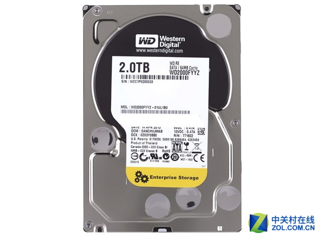 企业级存储 西数WD2000FYYZ硬盘670元_西部数据 RE系列 2TB 7200转 64MB SATA3_广州硬盘行情-中关村在线
